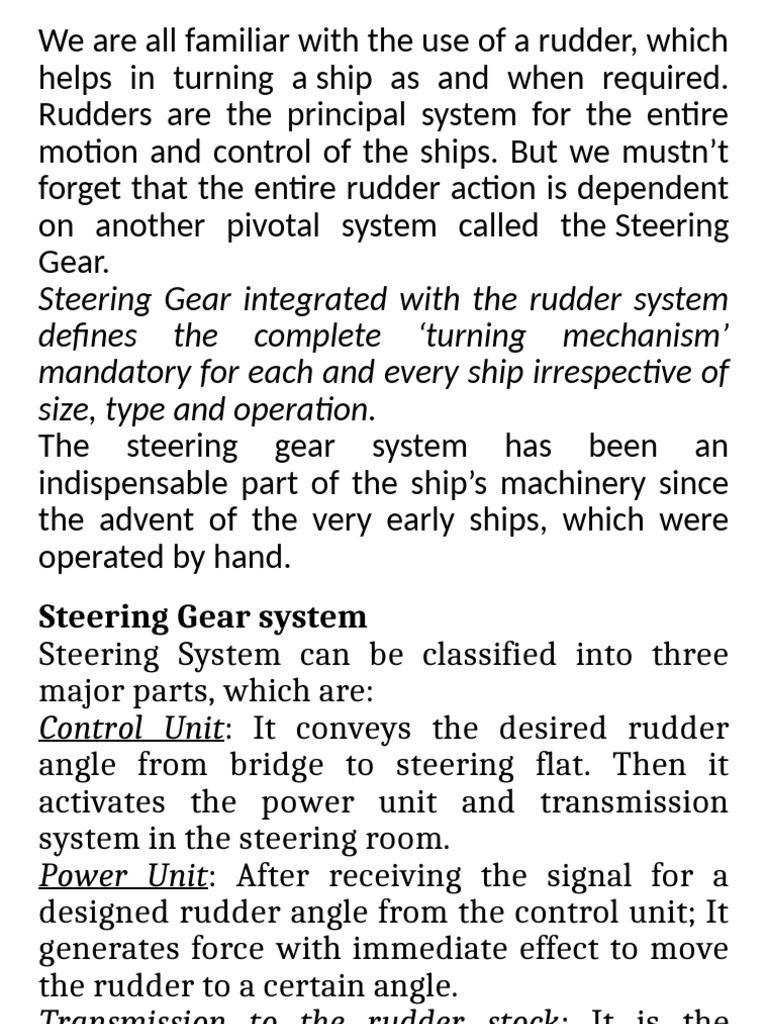 Ship Steering System | PDF | Rudder | Steering