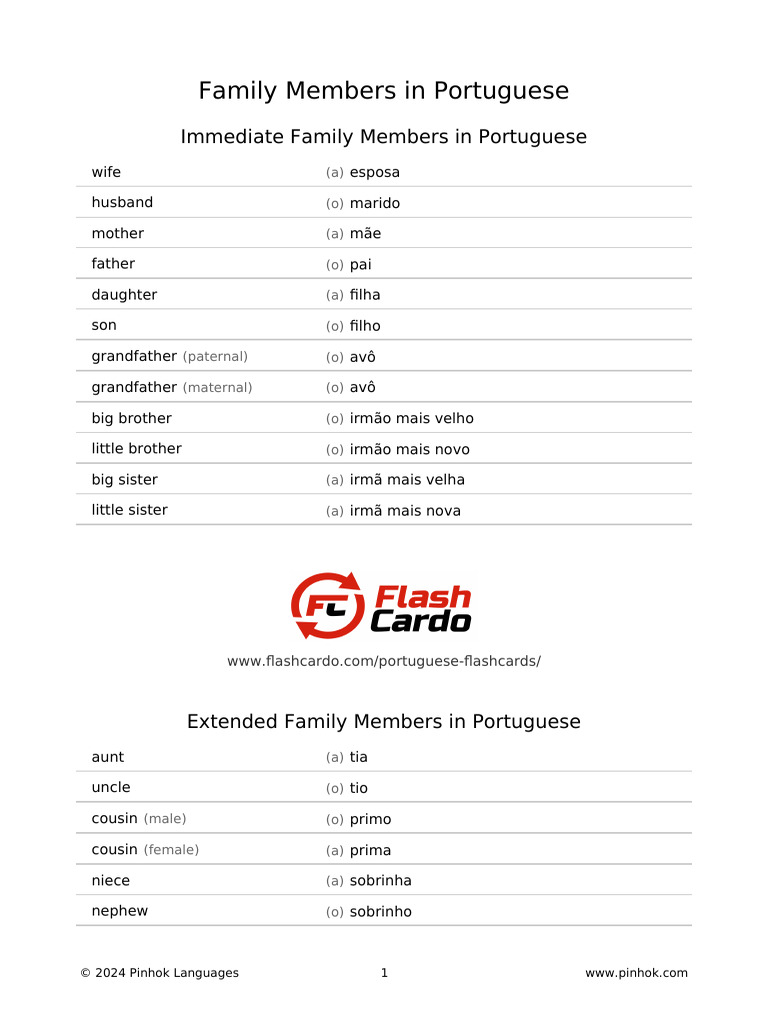 Portuguese Family Members | PDF