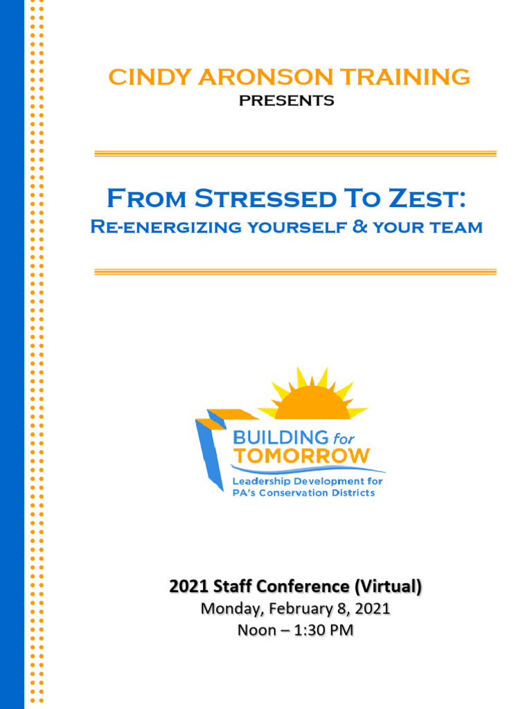 PA Conservation District Staff Training Handout Stressed To Zest 02.08. ...