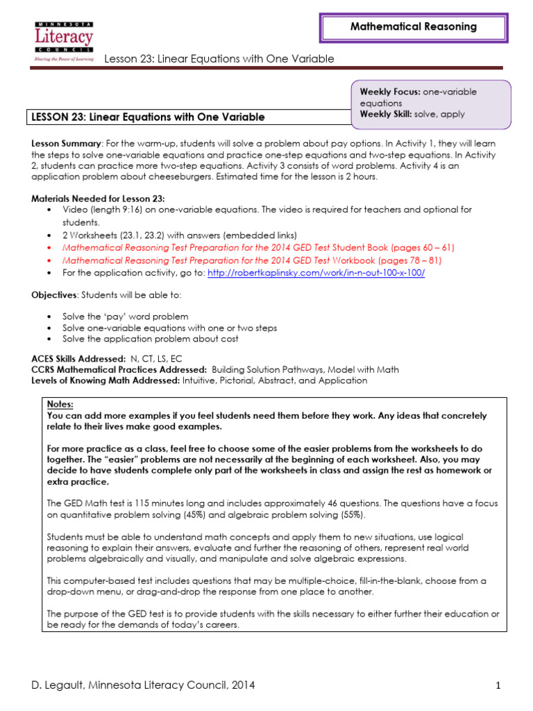 Ged Math Lesson 23 Final Public | PDF