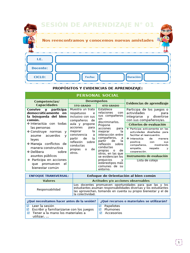 Sesiones de Aprendizaje 2024 | PDF