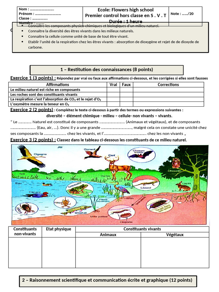 BOUNIDANE1 - Premier Control Hors Cclasse 1AC 2023 | PDF