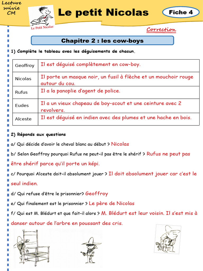 Le-Petit-Nicolas Correction Chap2 Les Cowboys | PDF