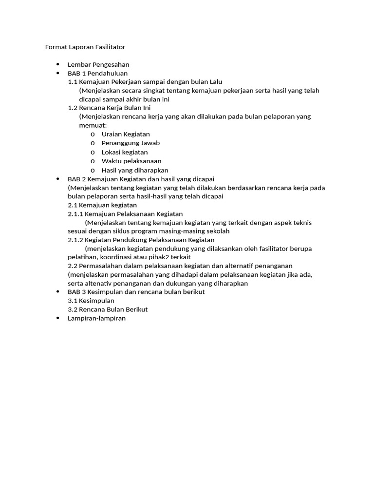 Format Laporan Fasilitator | PDF