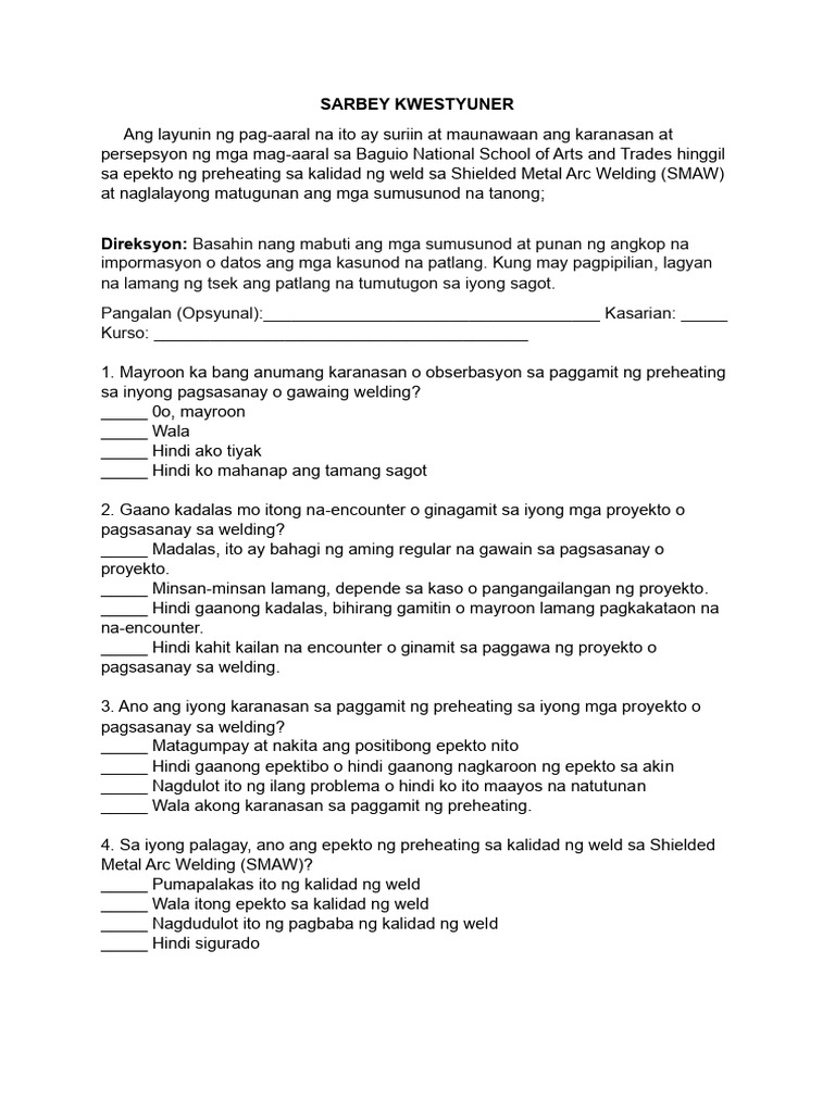 Sarbey Kwestyuner | PDF