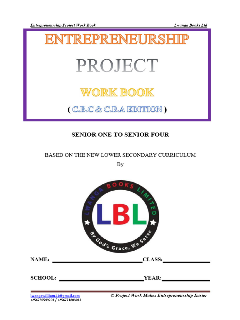 S.1-S.4 Ent Project Work Book (LBL) | PDF