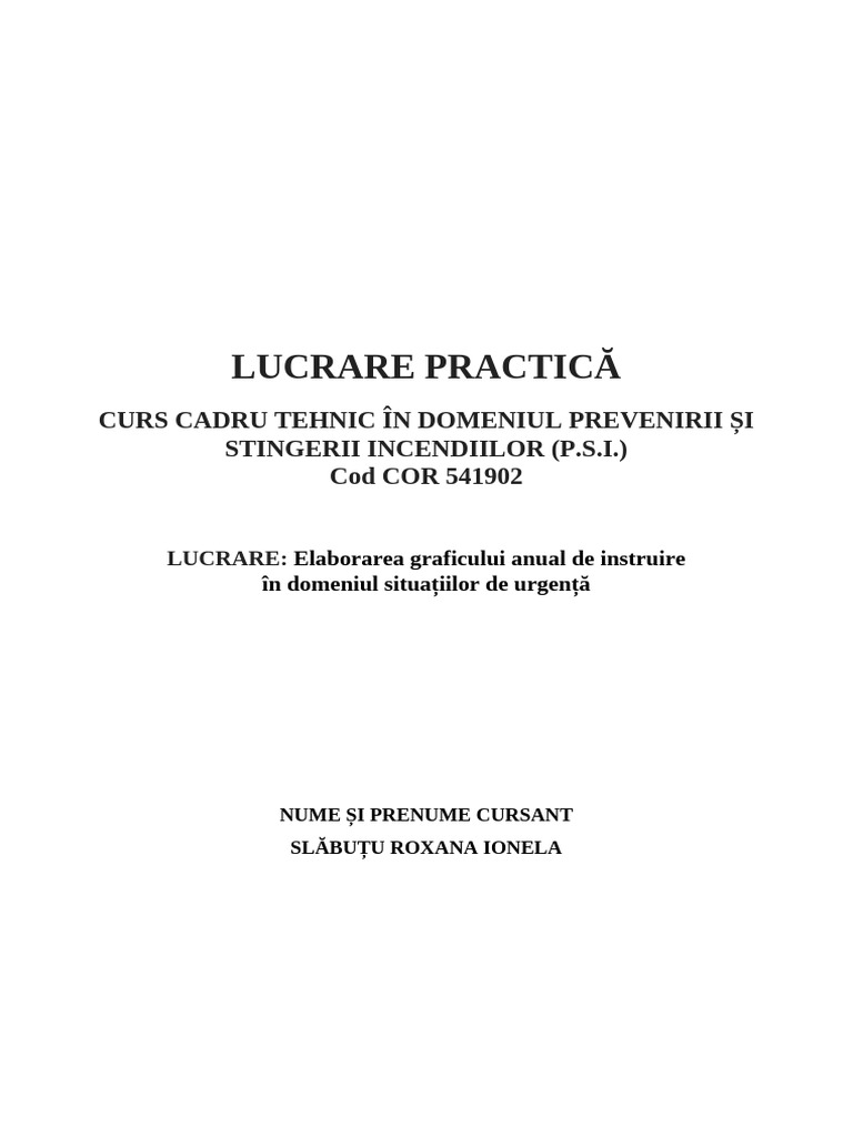 Slabutu - Roxana - PROIECT LUCRARE PRACTICA PSI | PDF