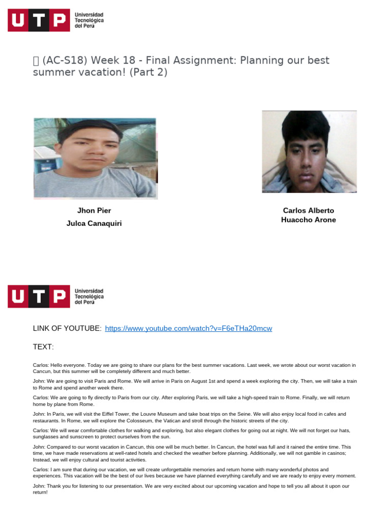 Week 18 Final Assignment (Part 2) | PDF