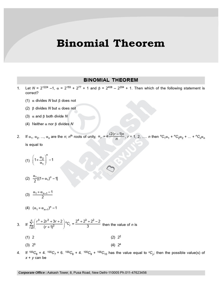 Binomial Theorem | PDF