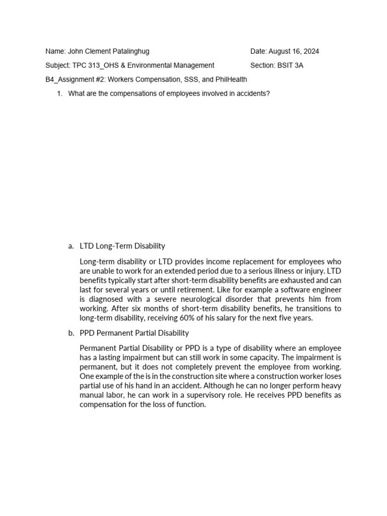B4 - Assignment #2 Workers Compensation, SSS, and PhilHealth | PDF ...