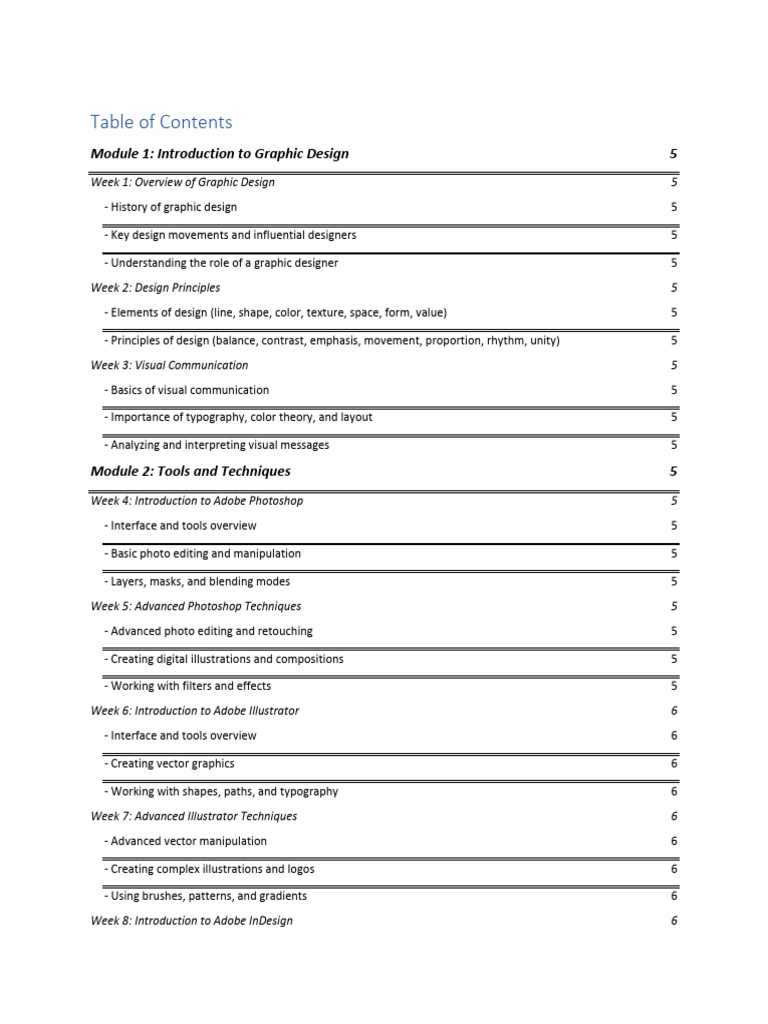 Course Outline For Graphic Designing | PDF
