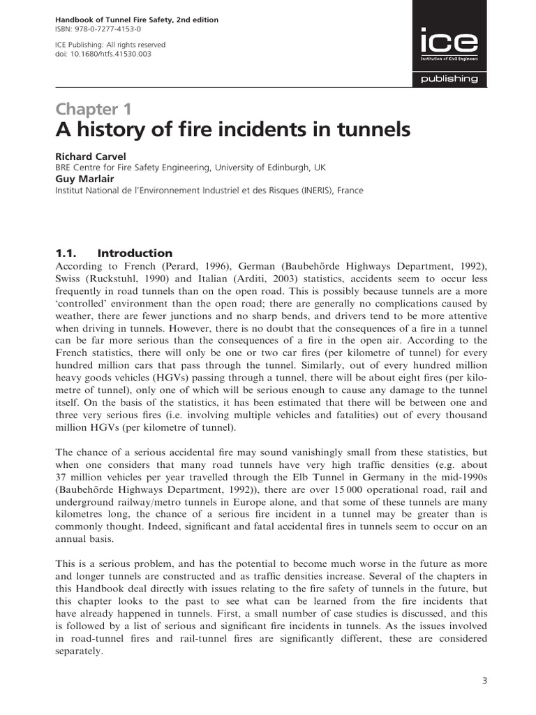CH 1 A History of Fire Incidents in Tunnels | PDF