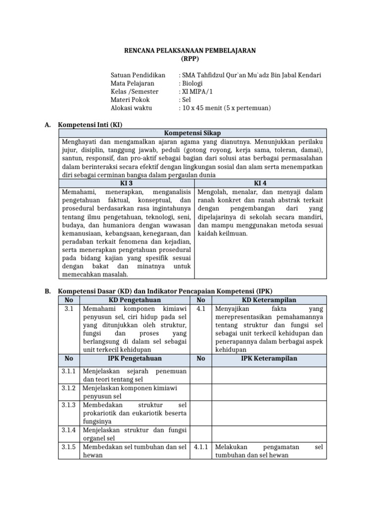 RPP KD 3.1 (Sel) | PDF