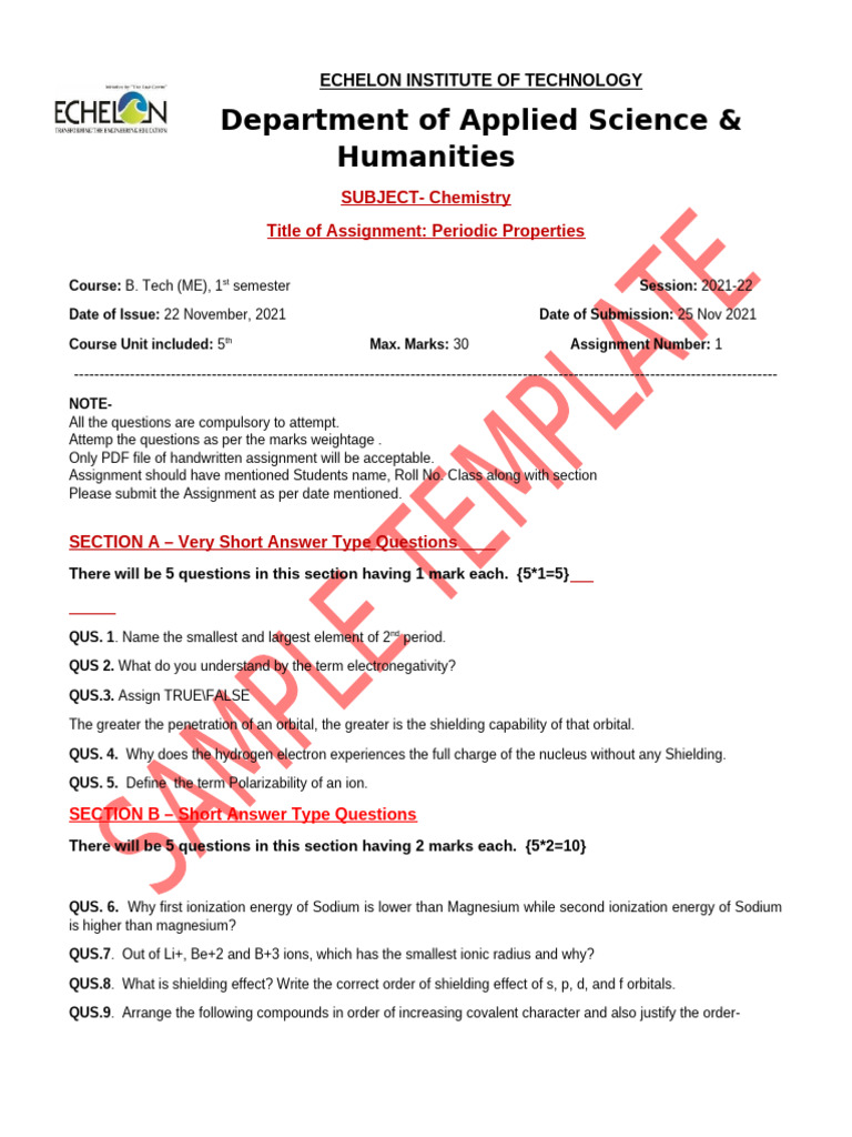 Assignment Chemistry | PDF
