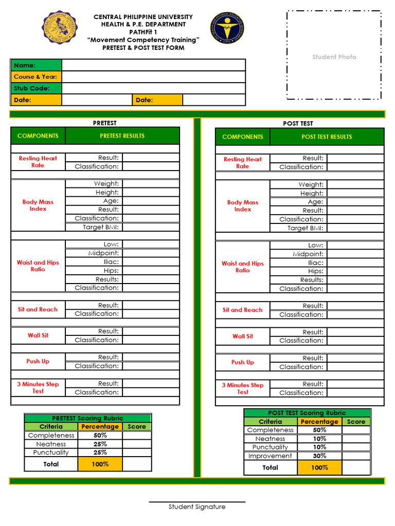 PRETEST POST TEST PATHFIT 1 Recovered | PDF