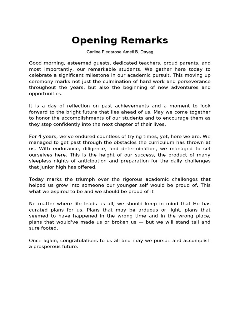 Opening Remarks | PDF