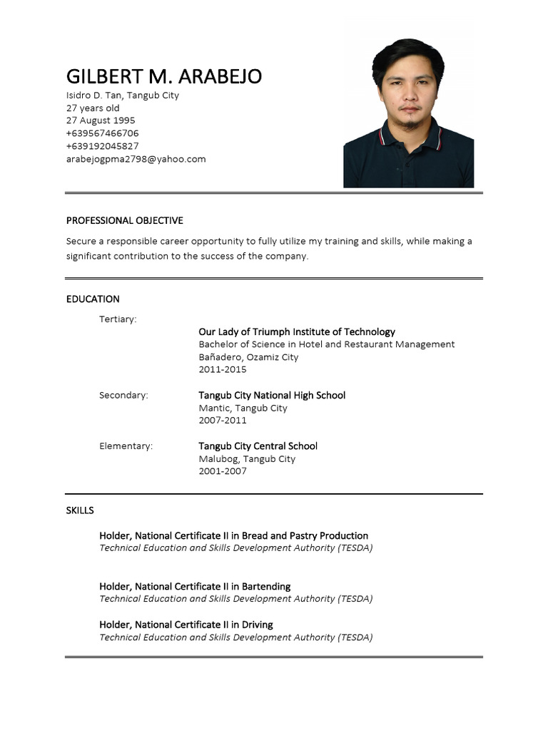 Gilbert M. Arabejo CV1.1 | PDF