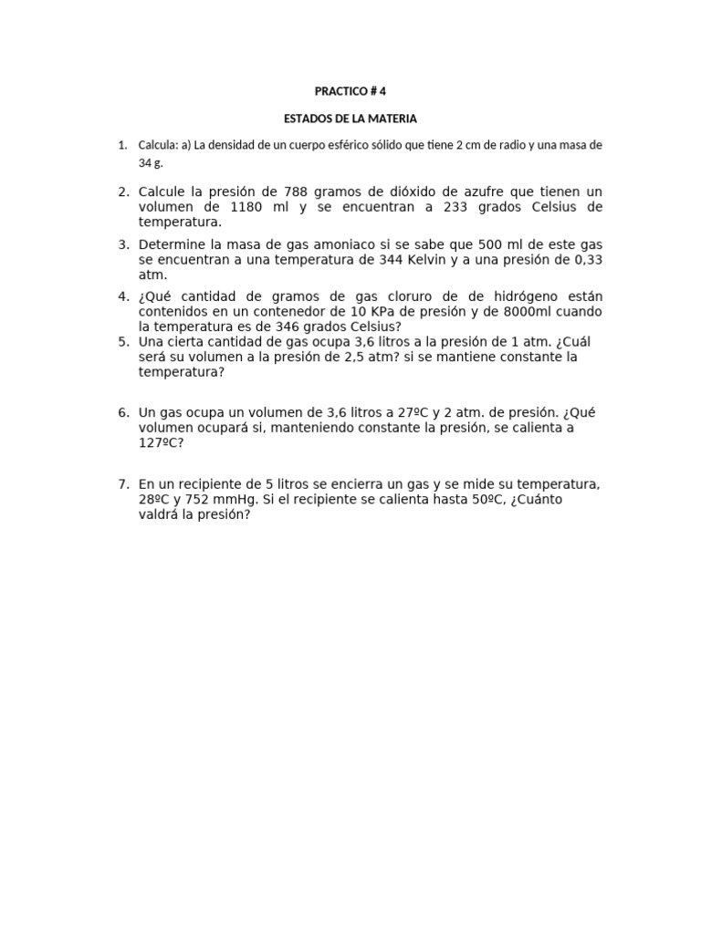 Practico 4 - Estados de La Materia | PDF