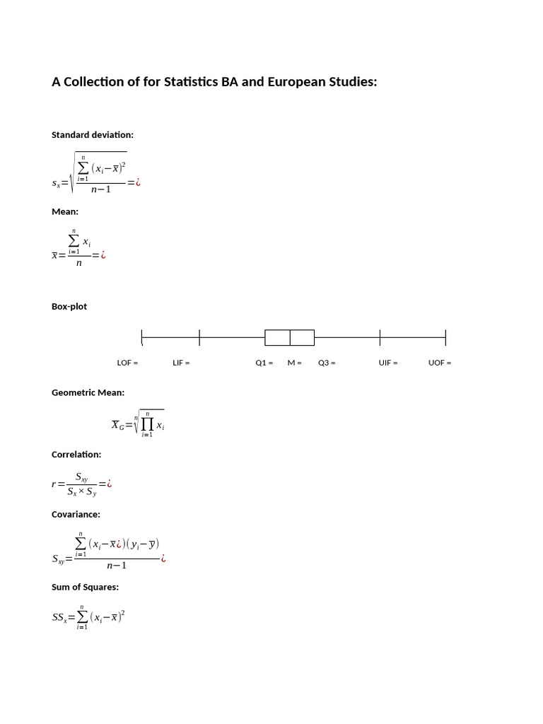 Statistik Formler | PDF