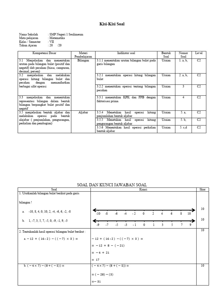 Kisi-Kisi Soal Uts | PDF