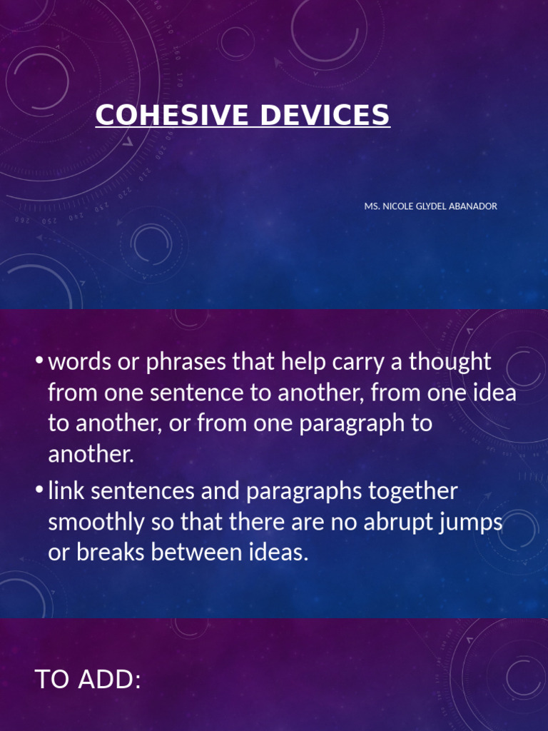 Cohesive Devices | PDF