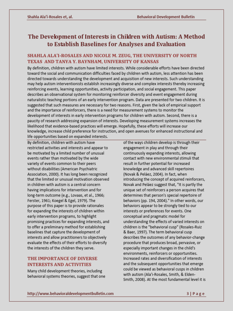 The Development of Interests in Children With Autism | PDF