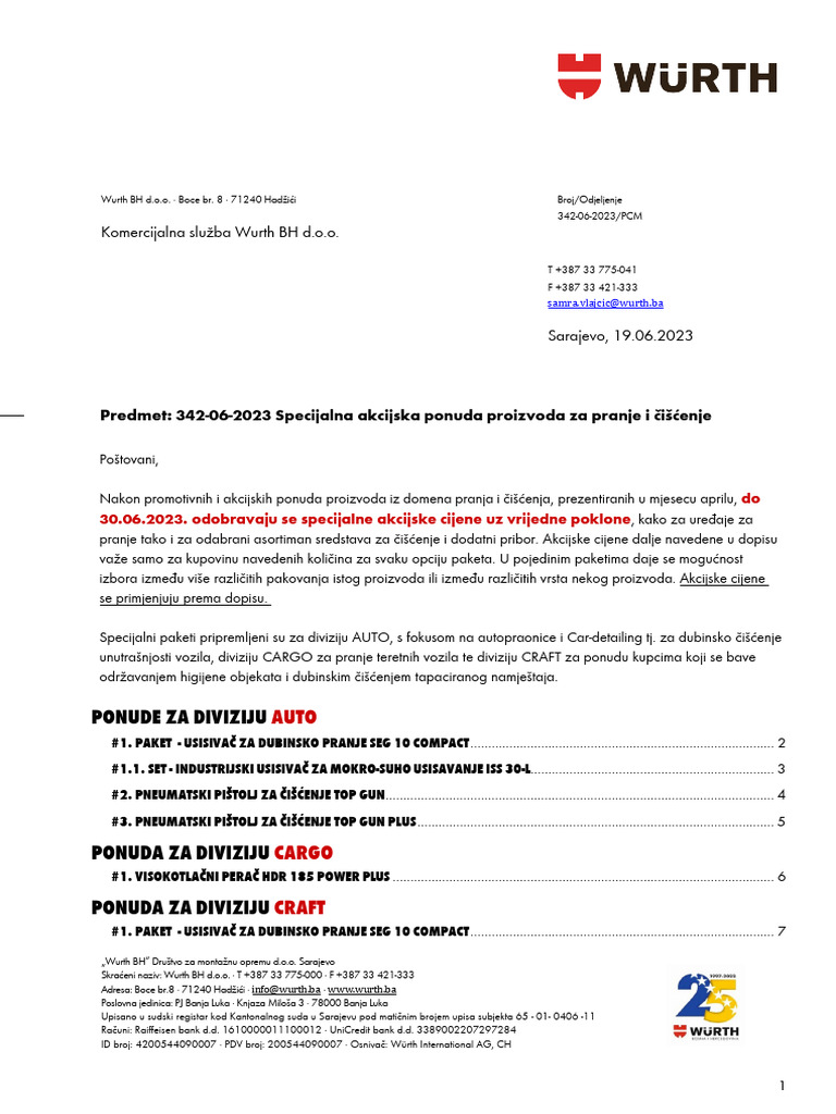 342-06-2023 - Dopis - Specijalna Akcijska Ponuda Proizvoda Za Pranje I ...