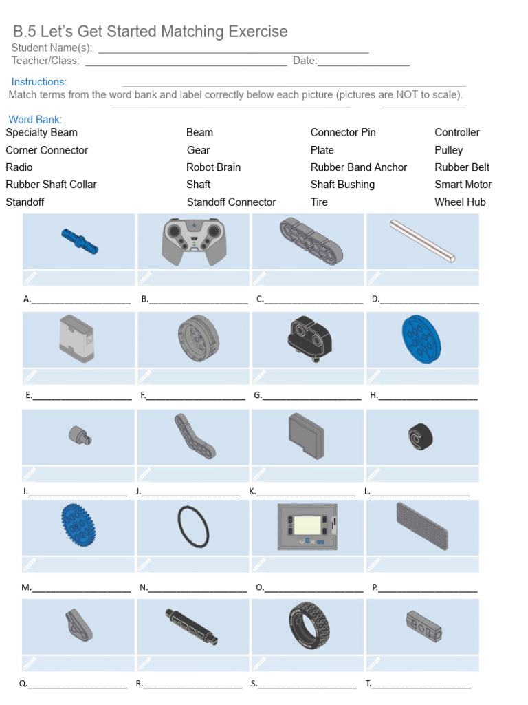 VEX IQ Matching Exercise | PDF