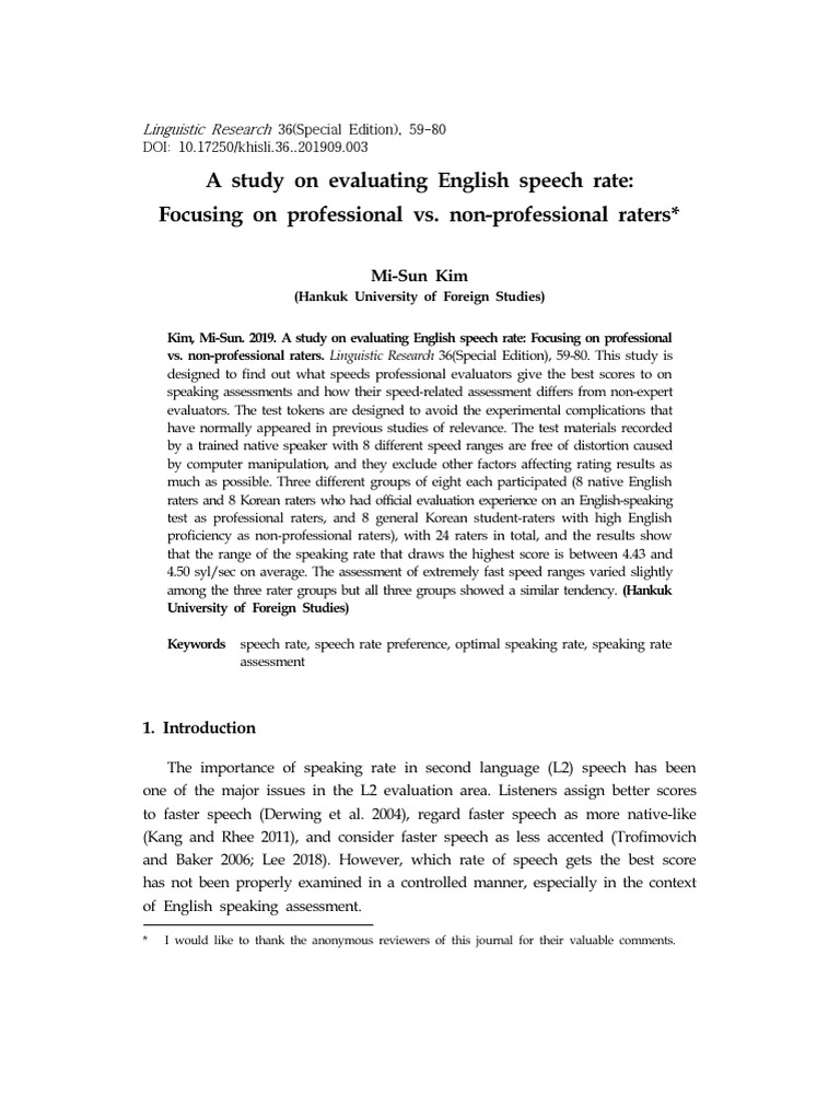 A Study On Evaluating English Speech Rate: Focusing On Professional vs ...