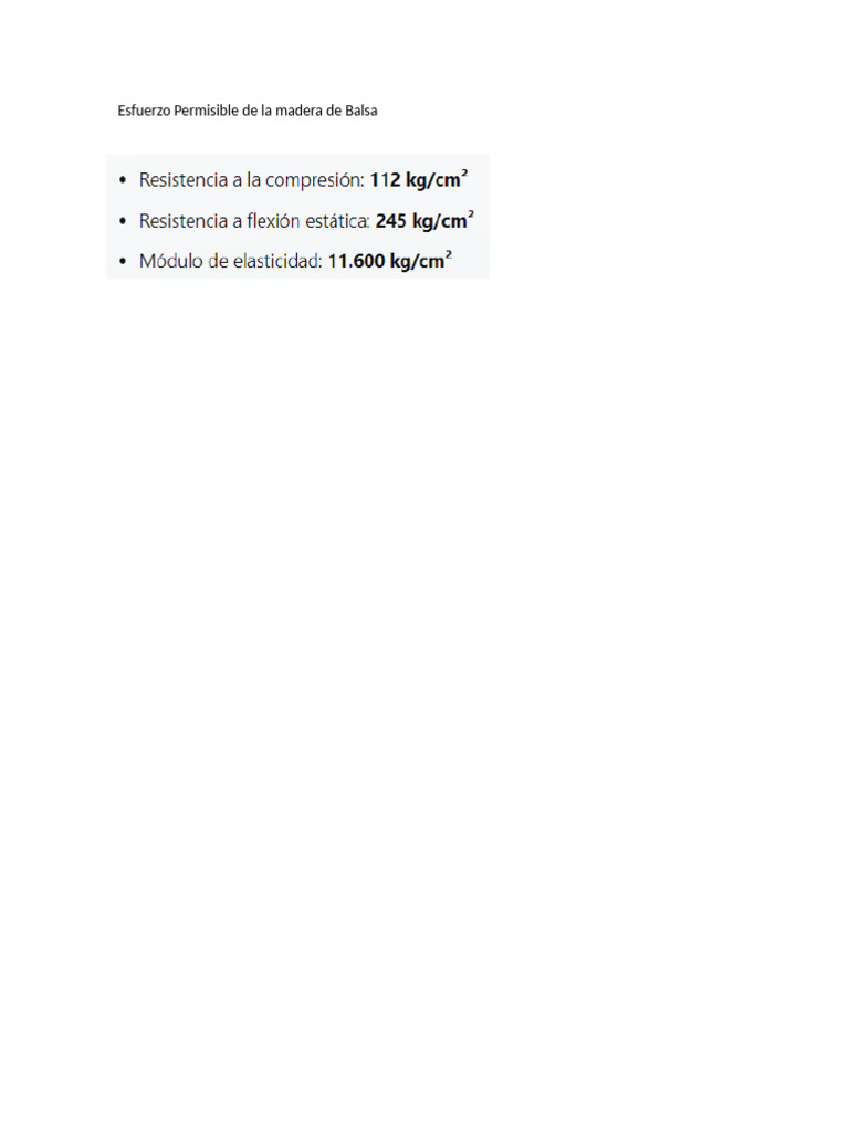 Esfuerzo Permisible de La Madera de Balsa | PDF
