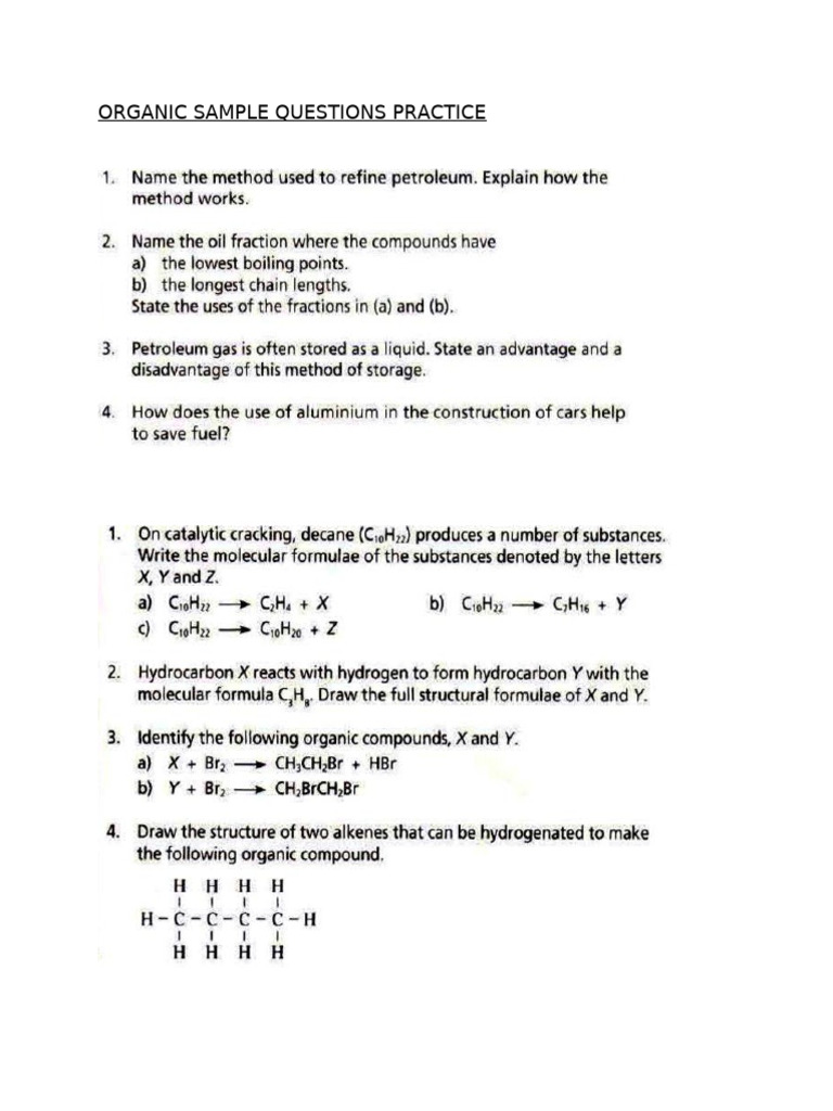 Organic Sample Questions Practice | PDF