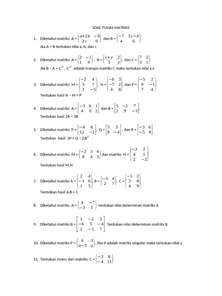 Soal Tugas Matriks | PDF