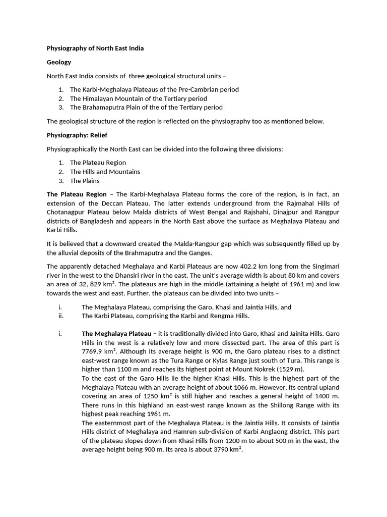 Physiography of North East India Geology | PDF