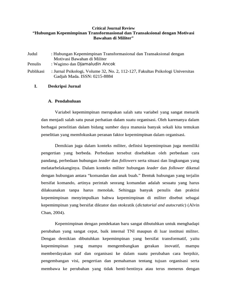 Critical Journal Review Leadership | PDF