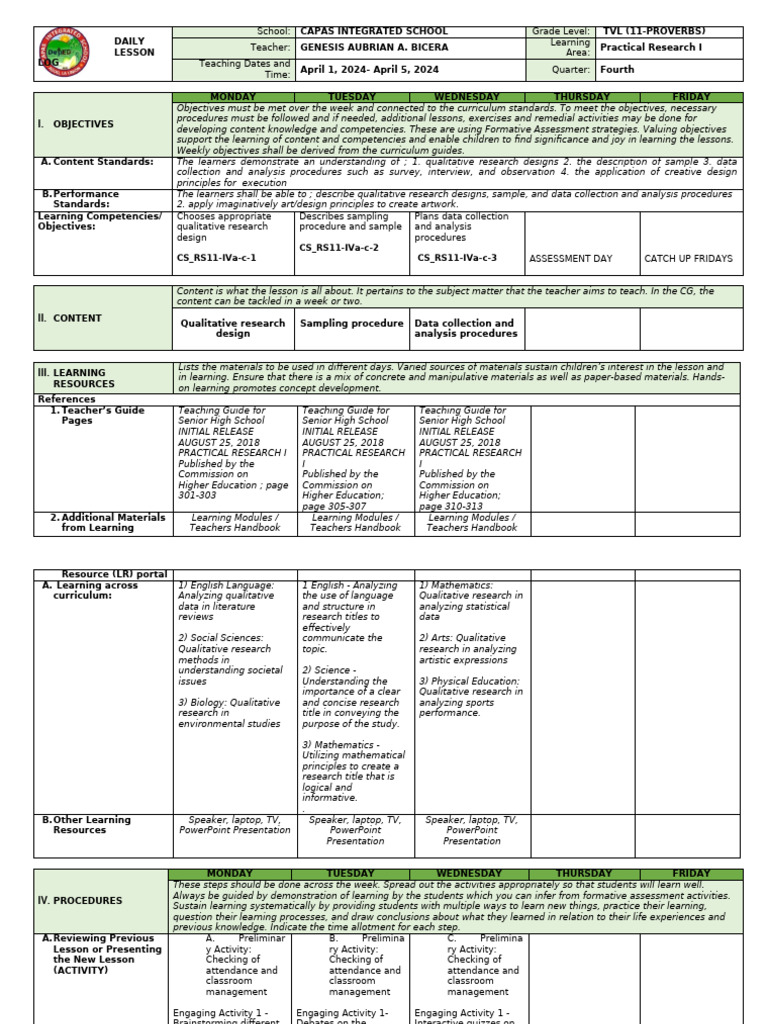Practical Research 4th Grading 1st Week | PDF