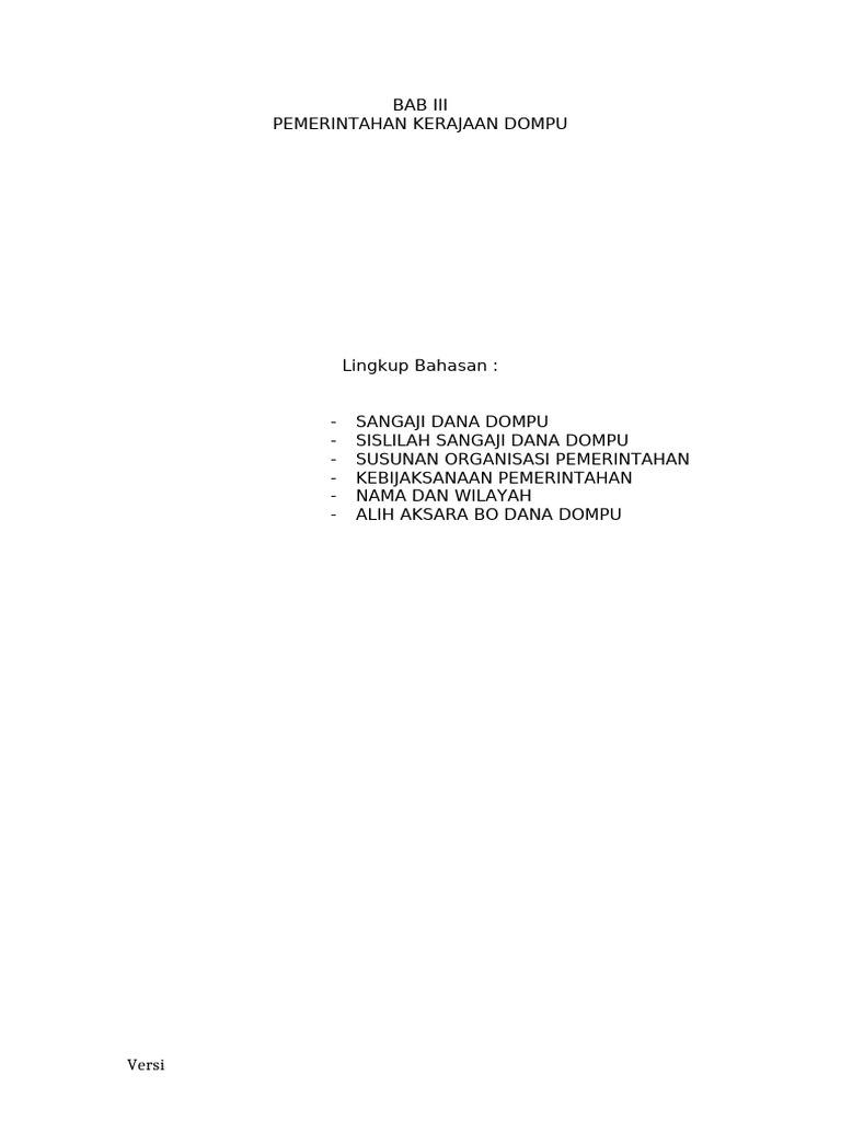 Bab Iii Pemerintahan Kerajaan Dompo | PDF