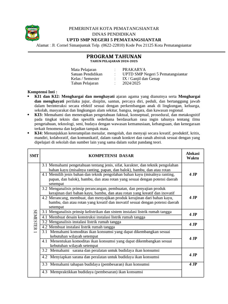 Program Tahunan Kelas 9 | PDF