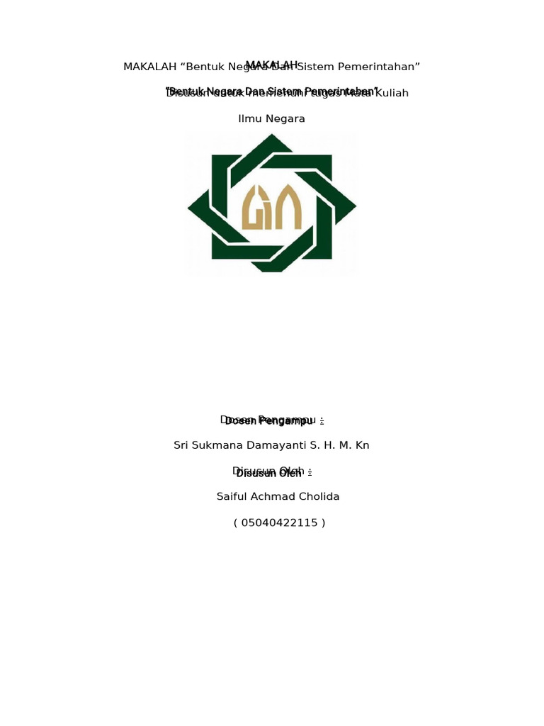 Saiful Achmad Cholida. Ilmu Negara | PDF