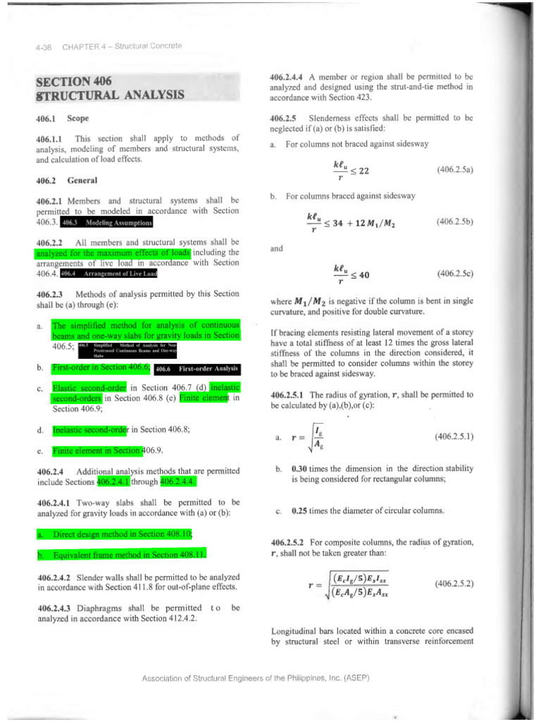 NSCP 2015 Section 406 - Structural Analysis | PDF