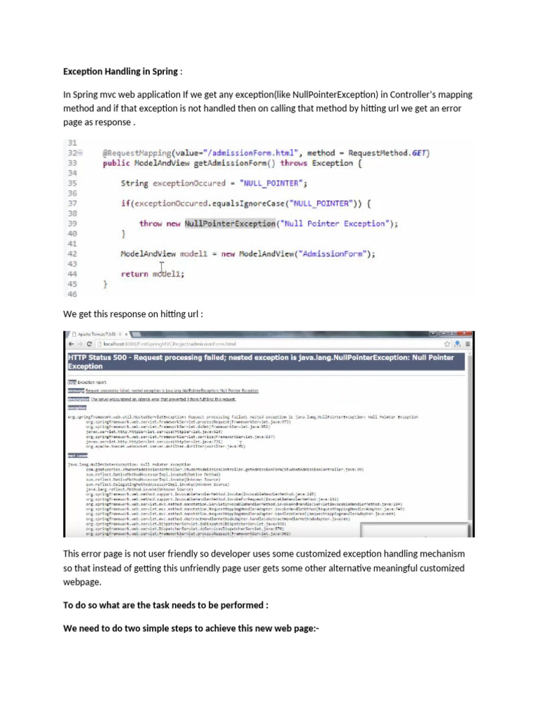 Exception Handling in Spring | PDF