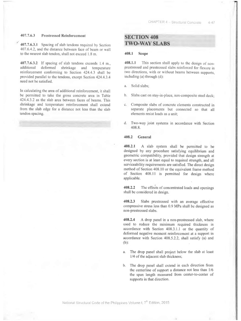 NSCP 2015 Section 408 - Two-Way Slab | PDF