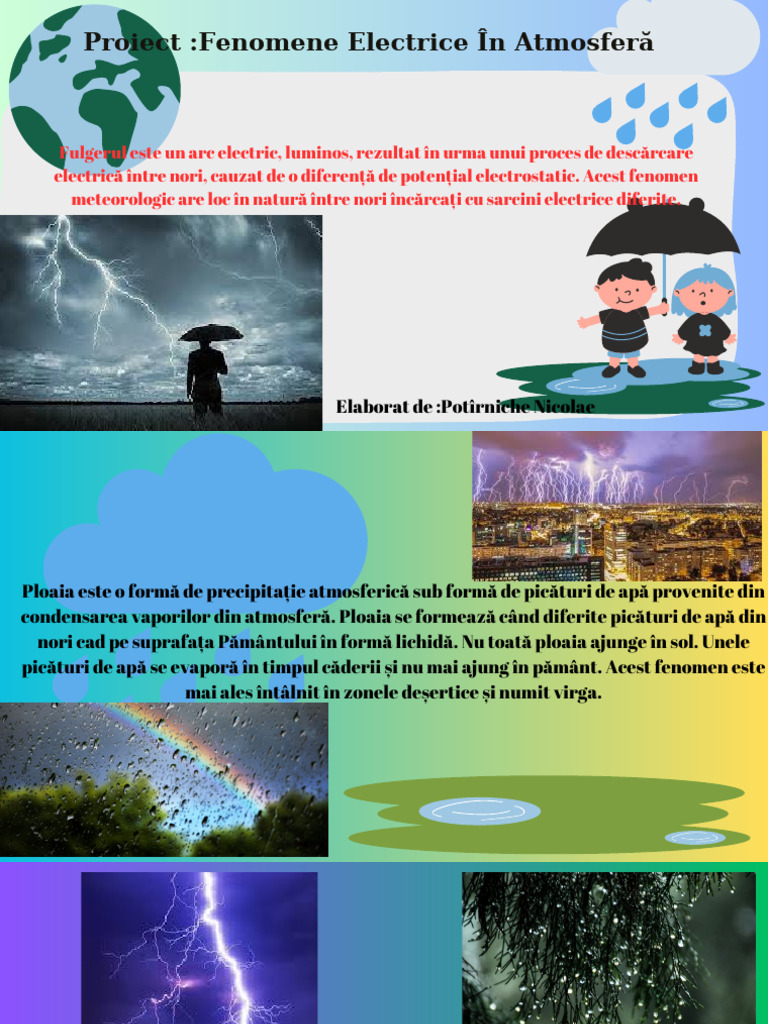 Proiect:Fenomene Electrice În Atmosferă: Elaborat De:potîrniche Nicolae | PDF