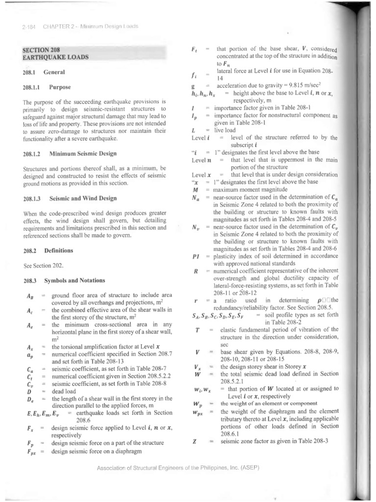 NSCP 2015 Section 208 - Earthquake Load | PDF