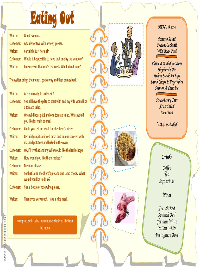 Restaurant - Menu + Dialogue | PDF