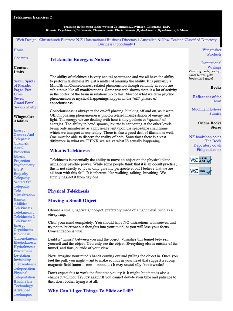 Telekinesis Exercises 2 | PDF