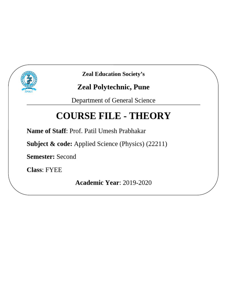 Cover Page-Course File | PDF