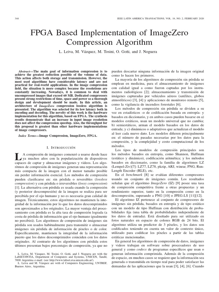 Fpga Based Implementation Of Imagezero Compression Algorithm Pdf