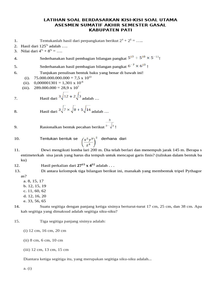 Latihan Soal Gasal 8 | PDF
