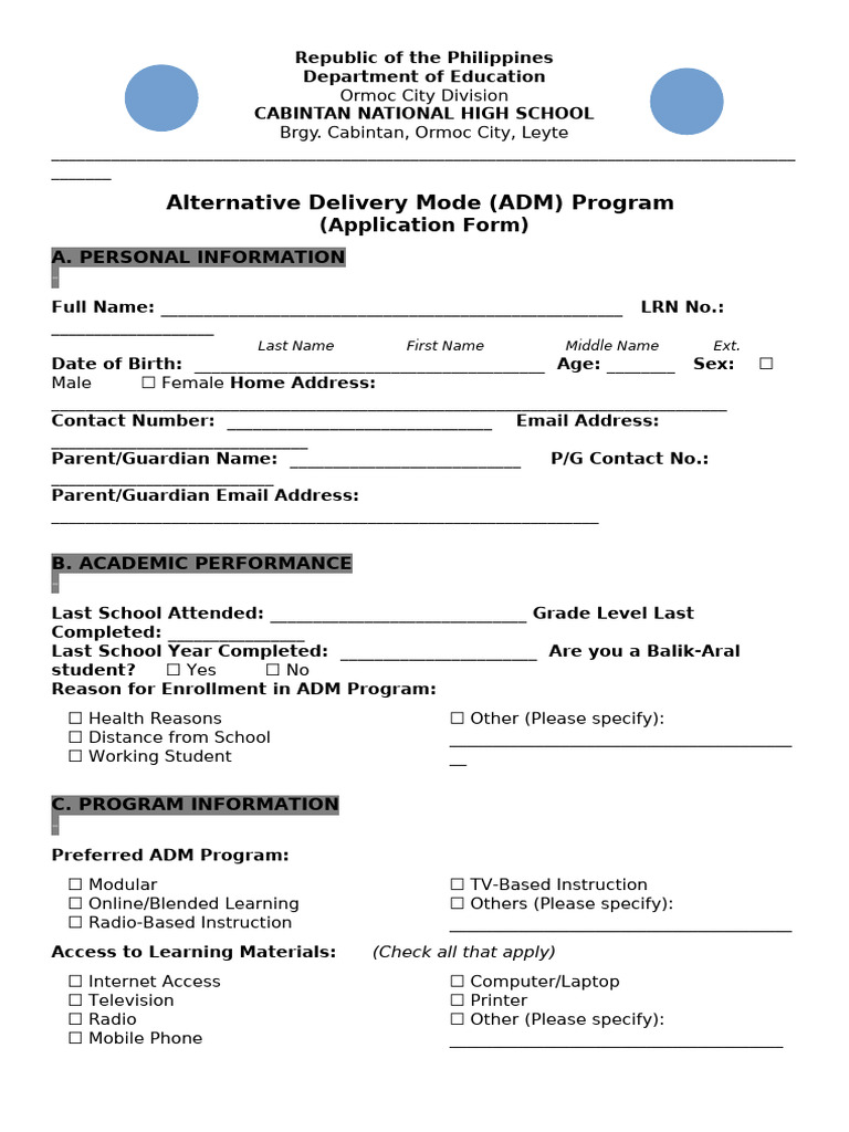 Adm Application Form | PDF | Computing | Career & Growth