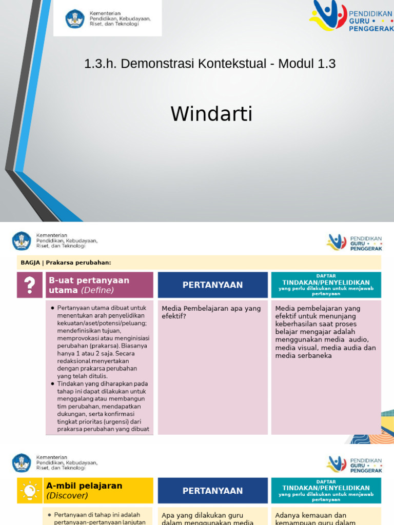 Kerangka Tahapan BAGJA WINDARTI | PDF | Karier & Perkembangan | Seni